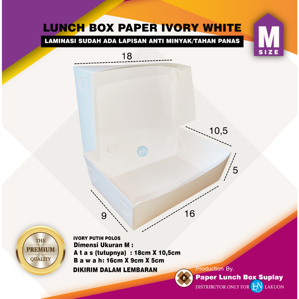 Jual LUNCH BOX PAPER SIZE M IVORY ECO FOOD GRADE LAMINASI FULL ...
