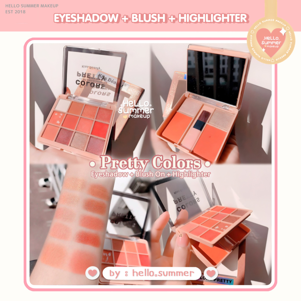 Jual QUEEN PRETTY COLOR Eyeshadow Blush Highlighter Palette Pigmented ...