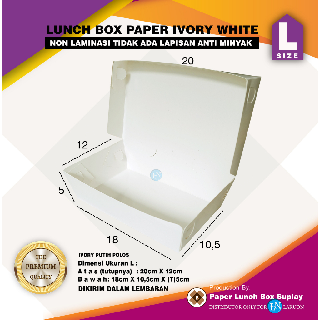 Jual LUNCH BOX PAPER UKURAN L IVORY ECO NON LAMINASI | Shopee Indonesia