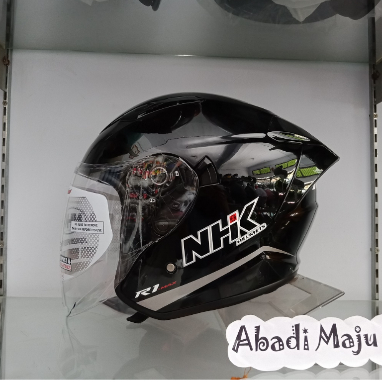 Jual HELM NHK R1 MAX SOLID BLACK GLOSSY HALF FACE ORIGINAL | Shopee ...