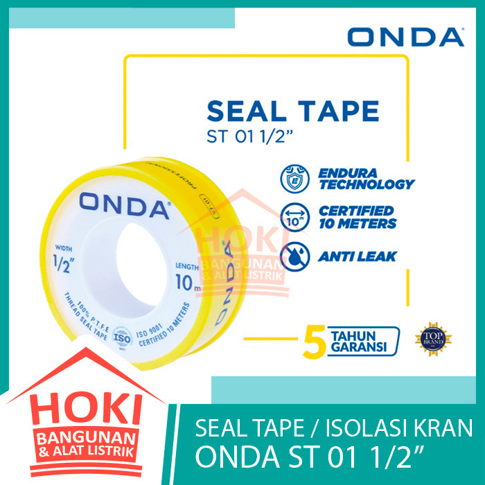 Jual SEAL TAPE ISOLASI KRAN ONDA ST 01 - 1/2" - 10m 1/2 inch - Seltip ...