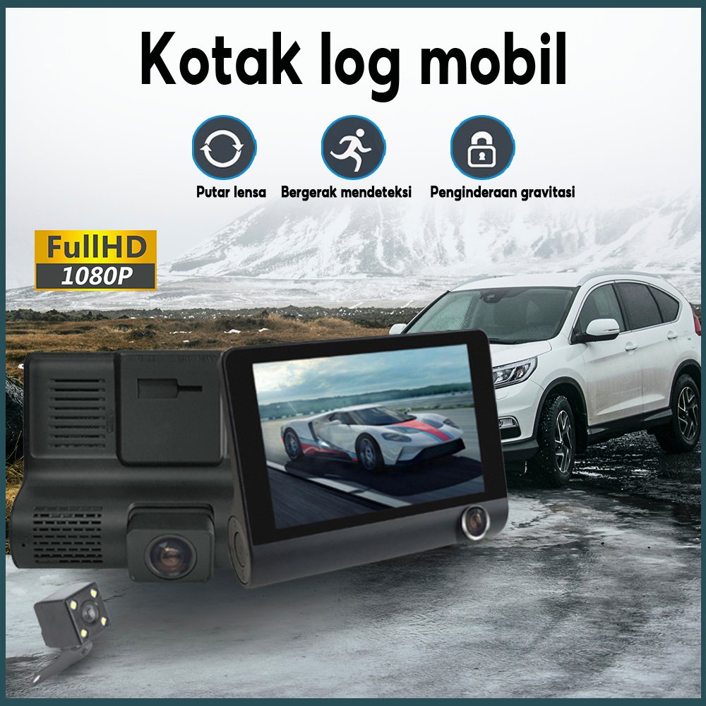 Jual 3 Lensa Dashcam 4 Inch CCTV Mobil 1080p Full HD Kamera Mundur ...