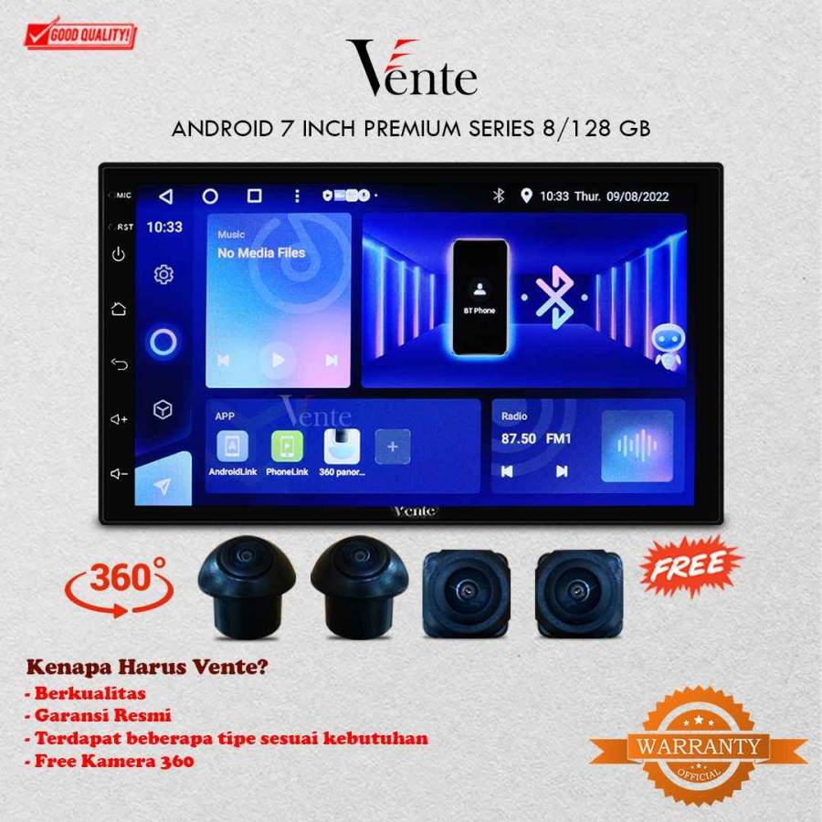 Jual Head Unit Vente Android 7 Inch Premium Series 8/128 Gb QLED ...