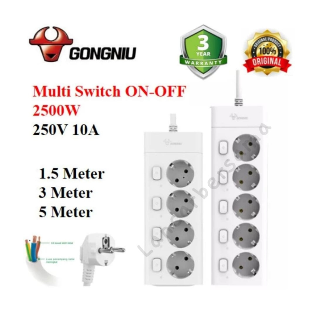 Jual STOP KONTAK MULTI SWITCH 4-5 LUBANG GONGNIU (G3040-G3050) GARANSI ...