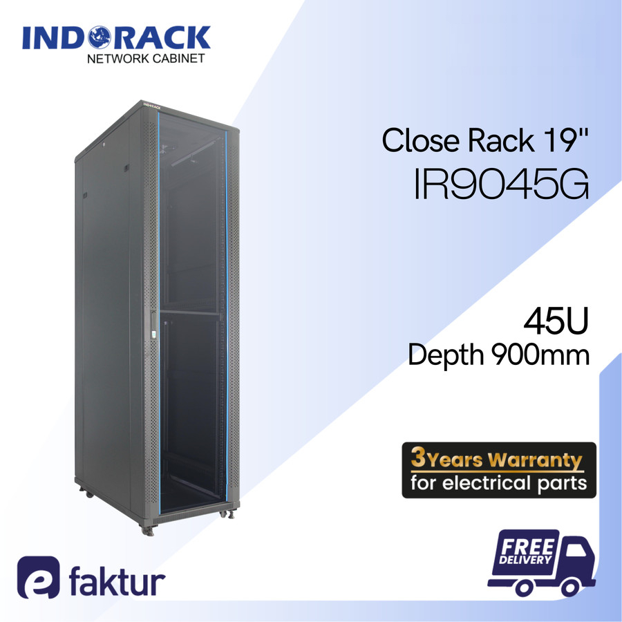 Jual Indorack Close Rack 45U Glass Door Rack Server 19" Depth 900mm ...