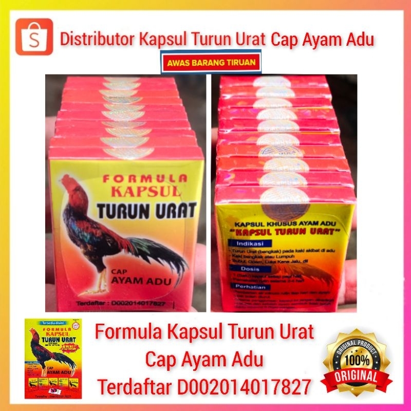 Jual KAPSUL TURUN URAT (CAP AYAM ADU) Terdaftar : D002014017827 (harga ...