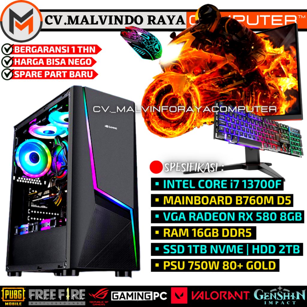 Jual PC GAMING LIVE STREAMING CORE I7 13700F RAM 16GB DDR5 VGA RX 580 ...