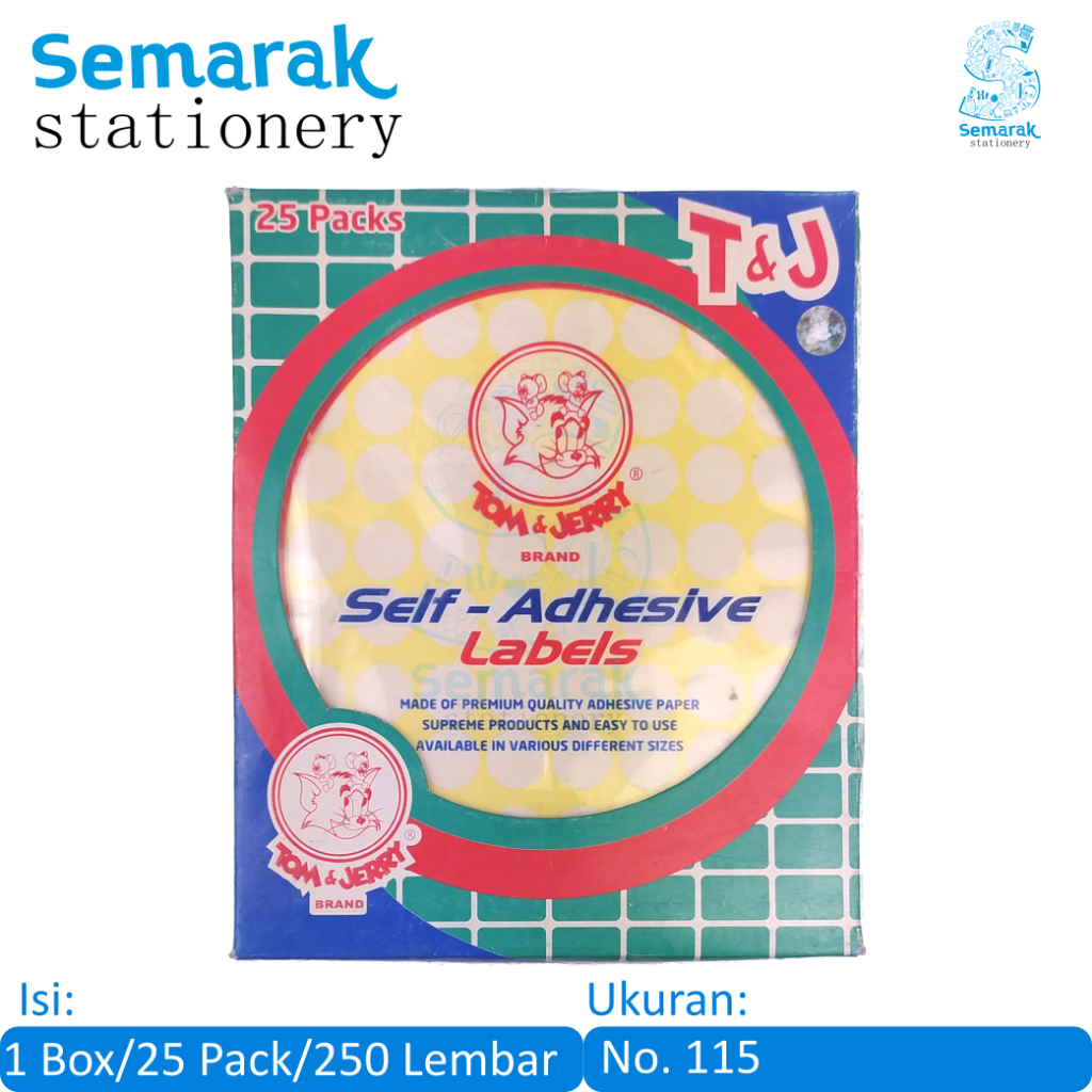 Jual Tom & Jerry Self-Adhesive Labels Sticker Label No. 115 ( 17mm ) [1 Box / 25 Pack / 250 ...