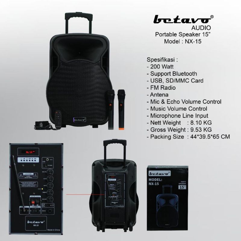 Jual Speaker Aktif Portable Betavo Nx15 Nx 15 Inch Original Terbaik