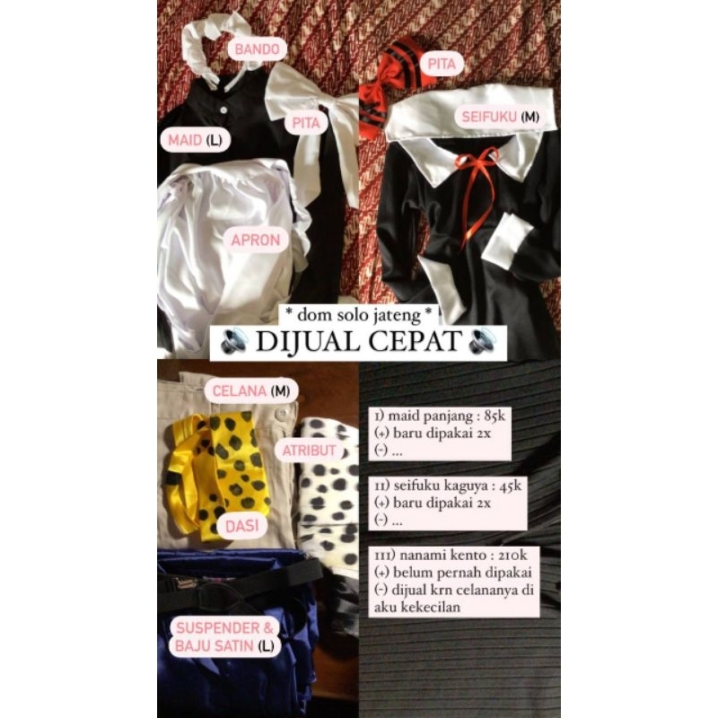 Jual Jual Costume Preloved Maid Kaguya Nanami Kento Shopee Indonesia