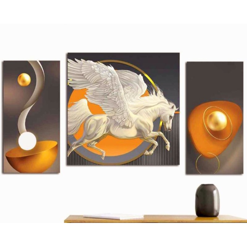 Jual 008_ [ Pajangan Dinding Rumah ] Gambar kuda terbang frame Papan ...