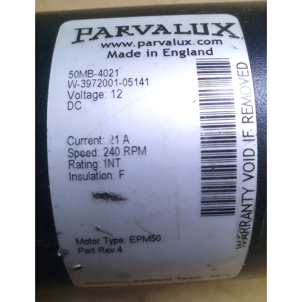 Jual PARVALUX DC MOTOR W GEARBOX MOTOR TYPE EPM50 INPUT VOLTAGE 12 VOLT ...