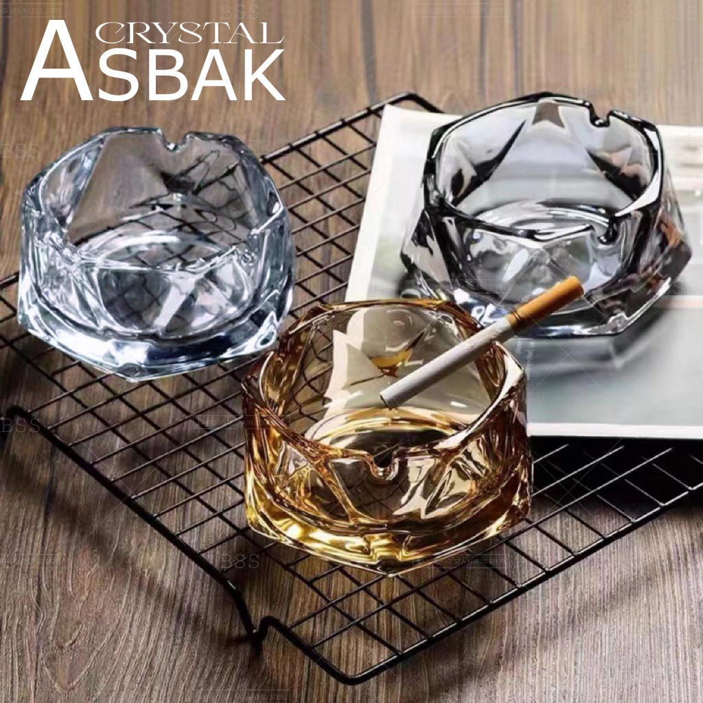 Jual Asbak Rokok Crystal Prisma 10cm Kaca Aesthetic 3 Model Hitam Amber ...