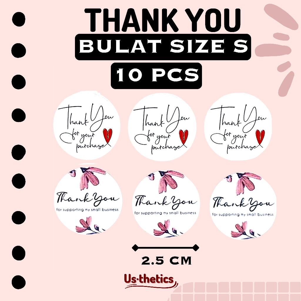 Jual (10 pcs) Sticker Thank You Bulat Kecil 2.5cm Aesthetic | Label ...