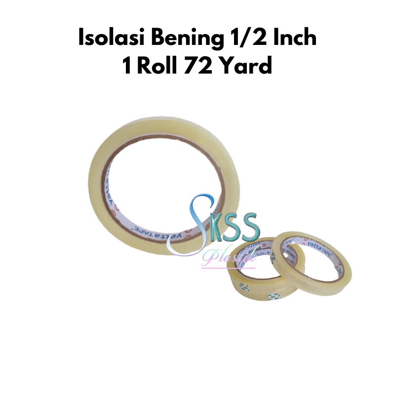 Jual Isolasi Bening 1/2 inch l Selotip Kecil Solasi Lakban Tape 12mm x ...