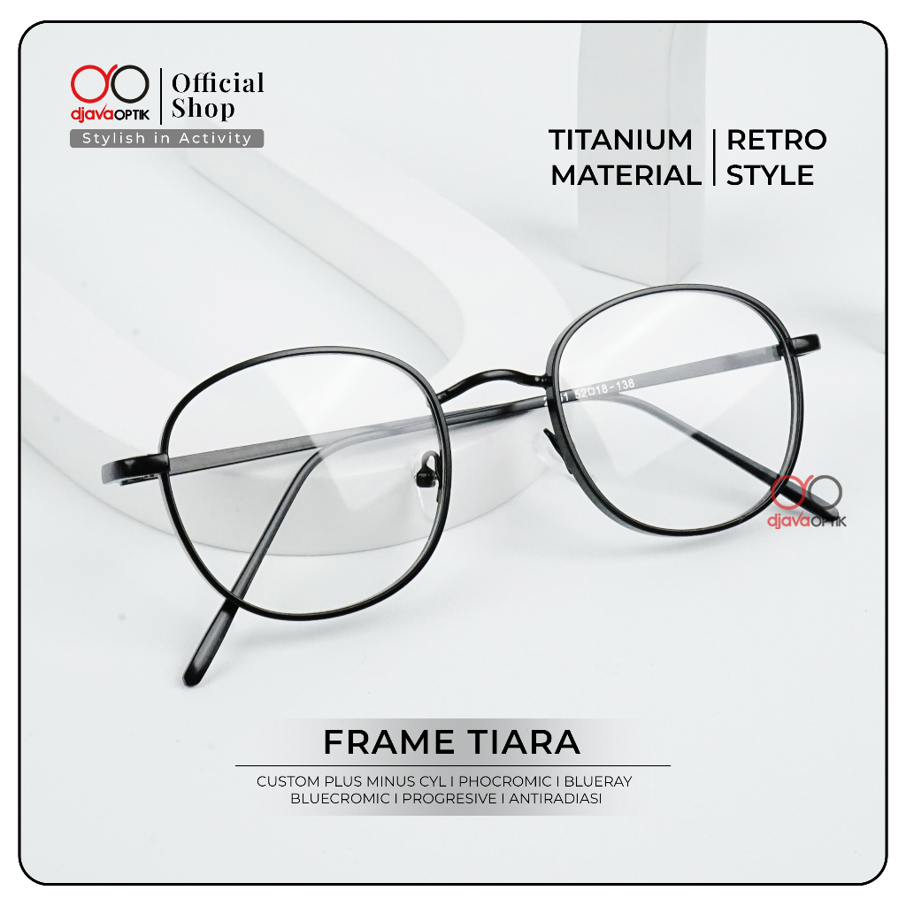 Jual DJAVA OPTIK - Frame Tiara - Kacamata Bulat Korea Fashion Full Titanium | Shopee Indonesia