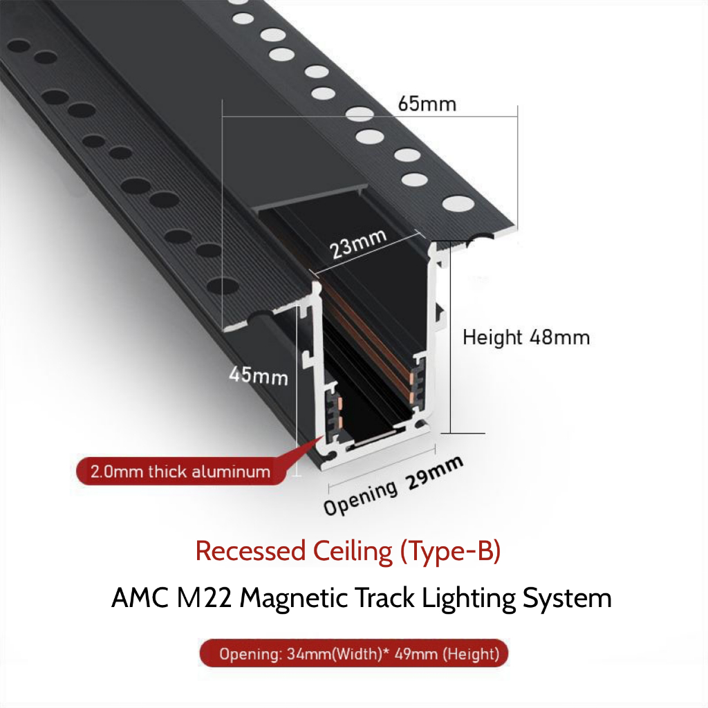 Jual AMC M22 Rail 3 Meter Magnetic Track Lighting System Inbow Outbow ...