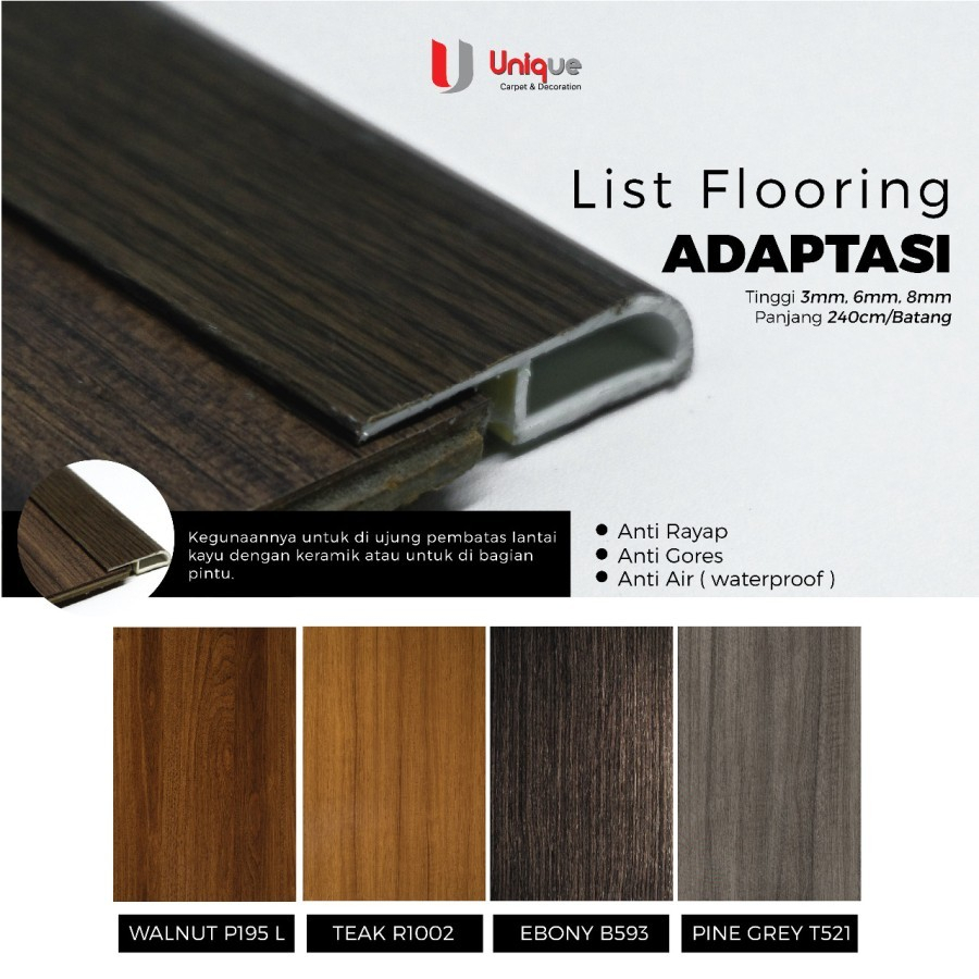 Jual Aksesoris List Adaptasi / List Lantai PVC / Adaptasi Parket PVC / List Vinyl | Shopee Indonesia
