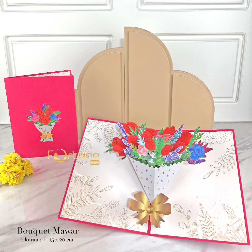 Jual Kartu Ucapan 3D 4D Pop Up Card Ulang Tahun Terima Kasih Valentine ...