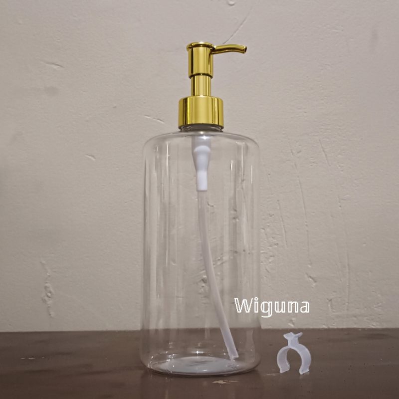 Jual Botol Pump 500ml Clear / Botol PET 500ml Clear Tutup Pump Clip Oil Luxury / Botol 500ml ...