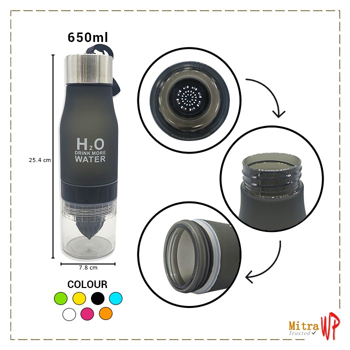 Jual [ADA PERASANNYA] Botol Minum H2O 650 ML / Botol Minum infused ...