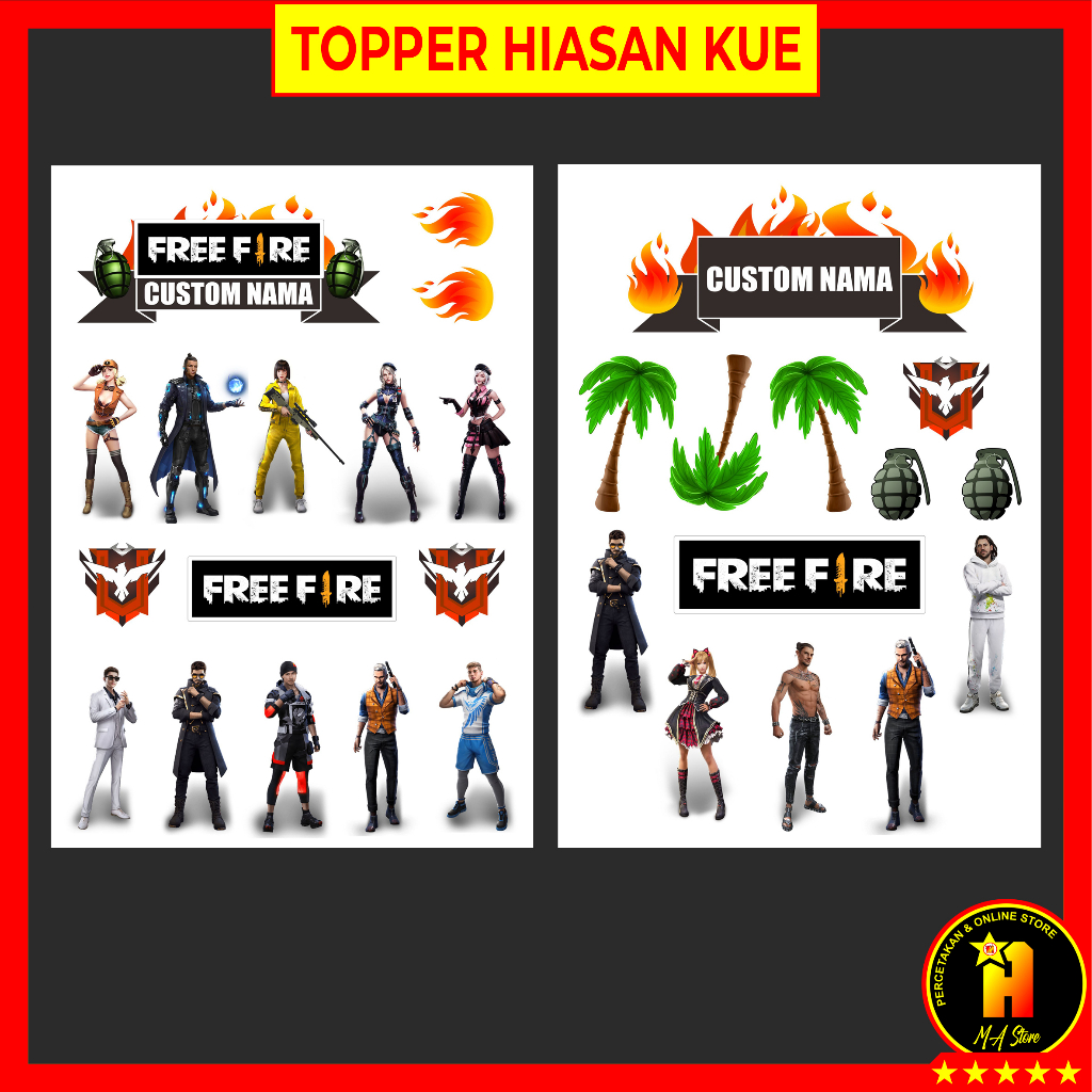 Jual Topper Karakter Free Fire FF Hiasan Kue Cake Ulang tahun Acara ...