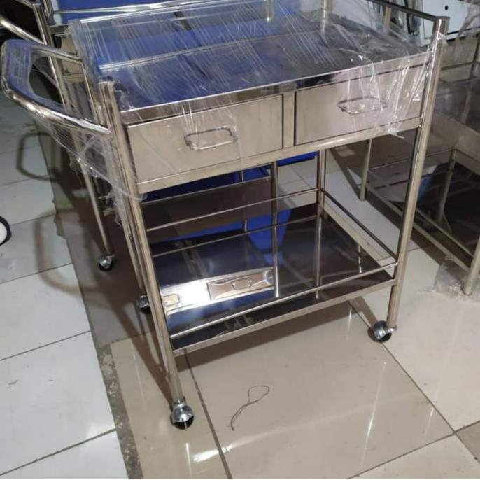 Jual Meja Troli Instrumen 2 Rak Susun 2 Laci Stainless Steel / Meja ...