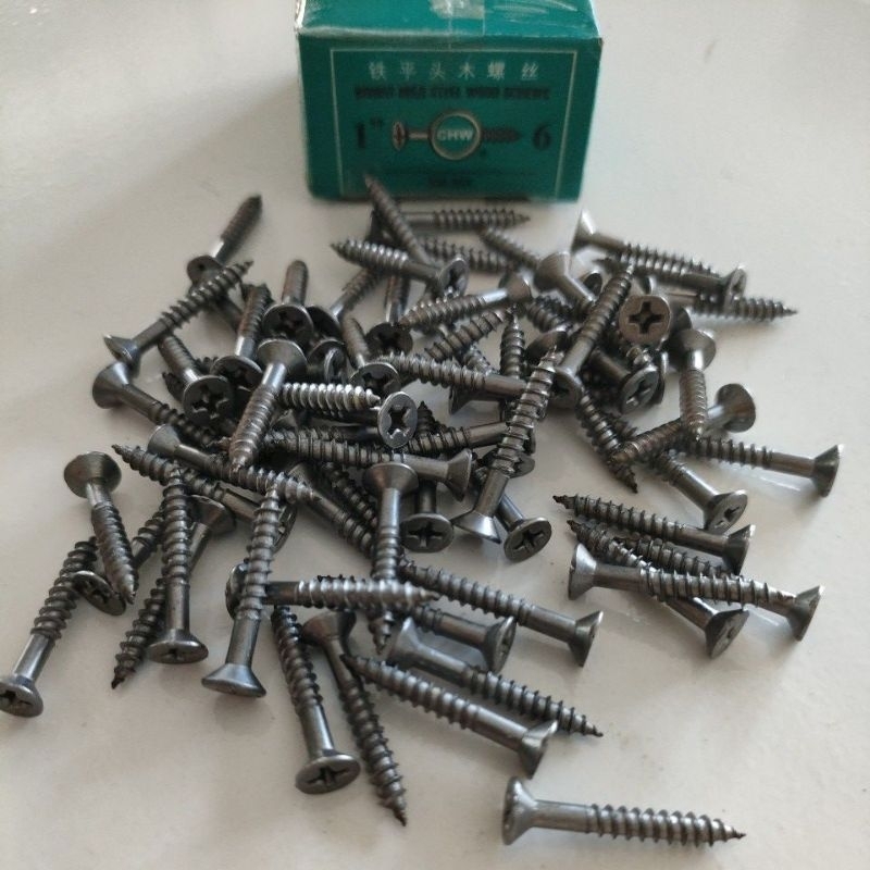 Jual 1 Kotak Skrup kayu 1 inch skrup engsel skrup kunci pintu paku baut ...