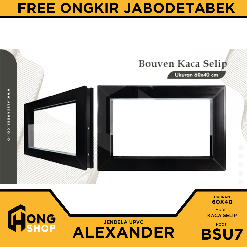 Jual Jendela UPVC Alexander BLACK SERIES 60x40 Kaca Selip / Ventilasi ...