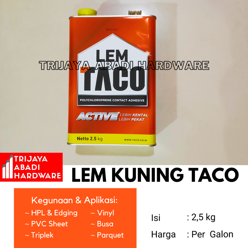 Jual Lem Taco Active 2,5 kg Lem Kuning HPL Edging Vinyl Fox Aibon Lem ...