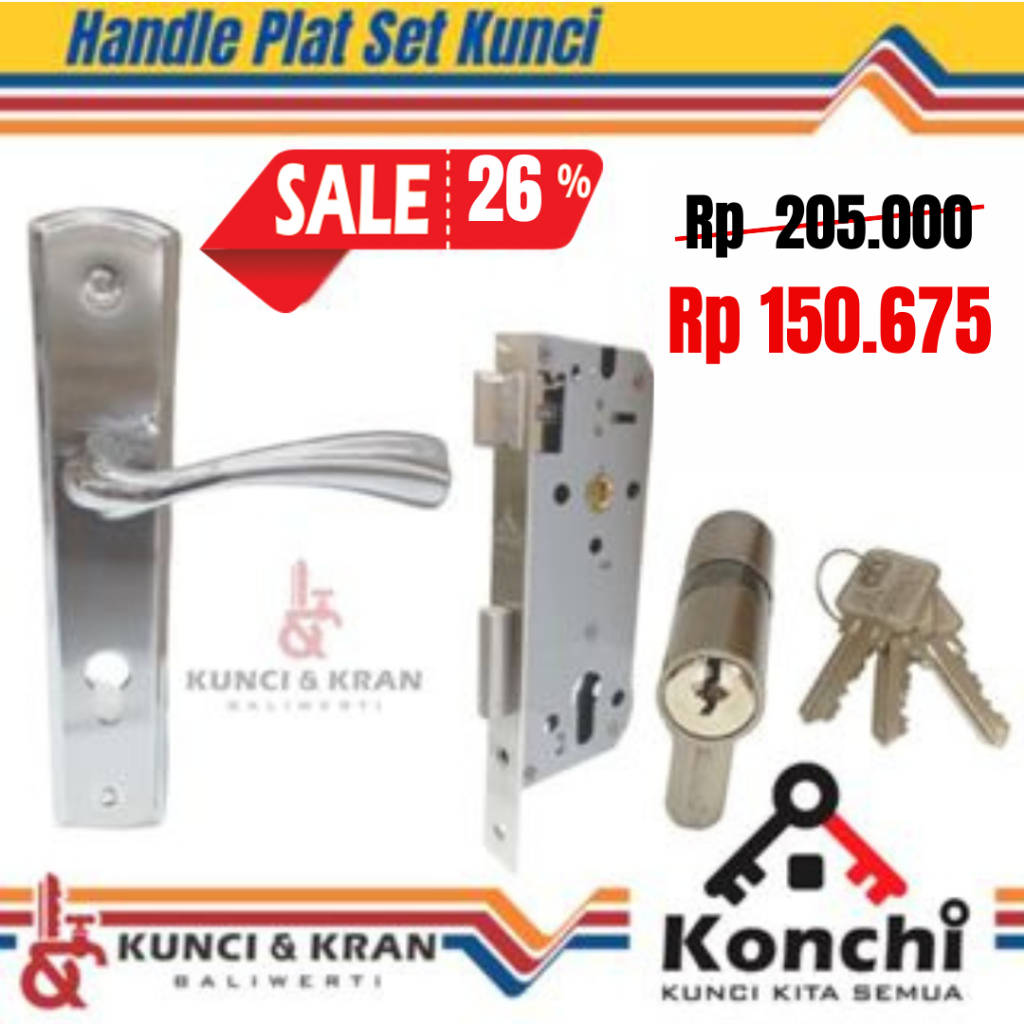 Jual HANDLE PINTU SET KONCHI K218508 SN+CP GAGANG PINTU RUMAH HANDLE ...