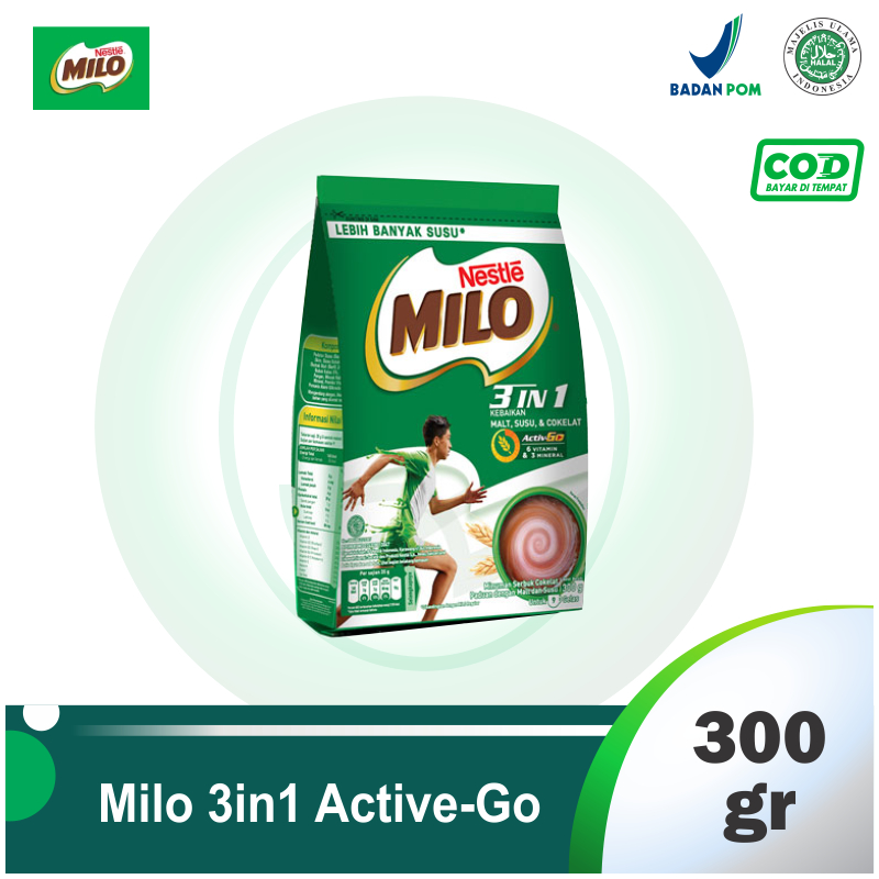 Jual Milo 3 in 1 Susu Coklat Kemasan Pouch 300gr - susu Bubuk | Shopee ...