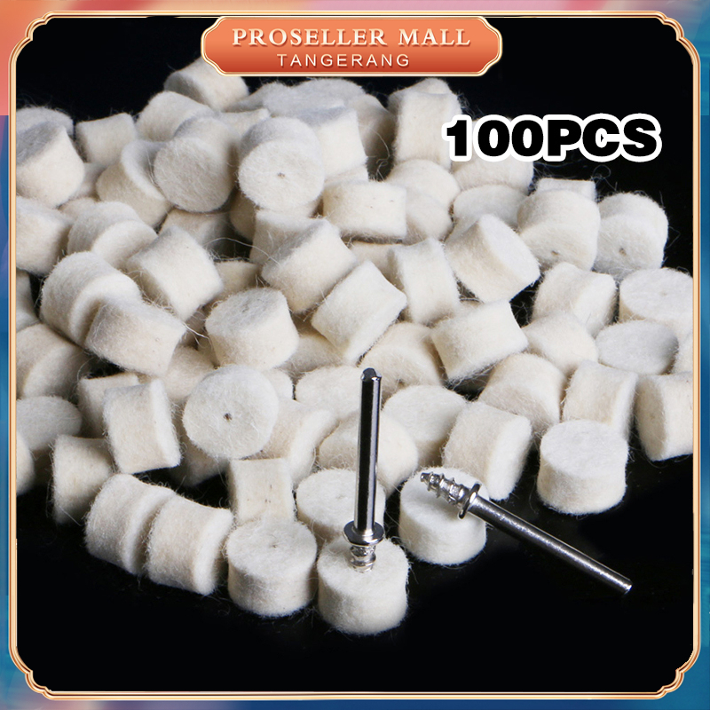 Jual 100Pcs Wool Felt Polishing Buffing Pad 13mm + 2 Shank For Grinding ...