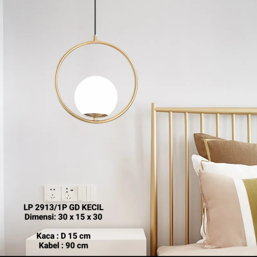 Jual Lampu Gantung Round Shape Globe Opal Glass Ball Pendant 2913/1p ...