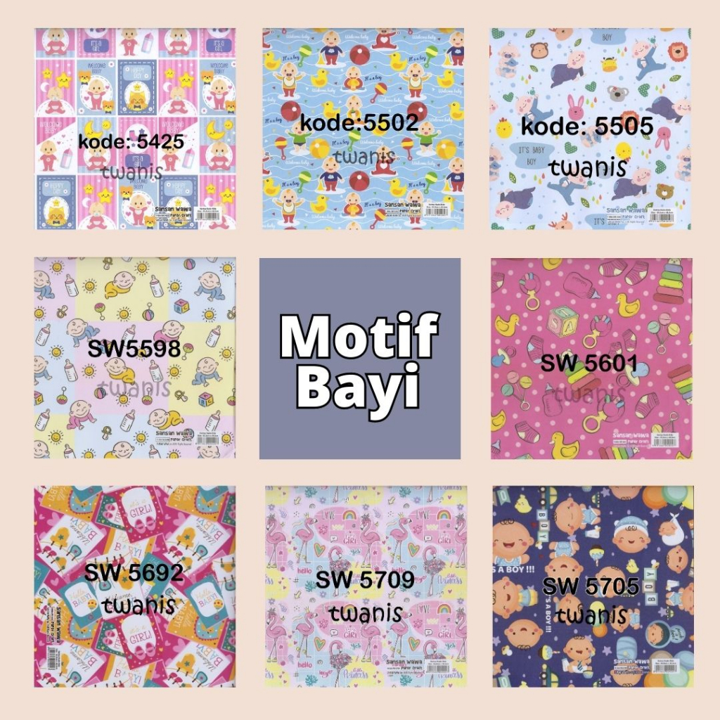 Jual KERTAS KADO MOTIF BAYI SANWA 1 PACK ISI 30 LEMBAR (MOTIF BOLEH ...