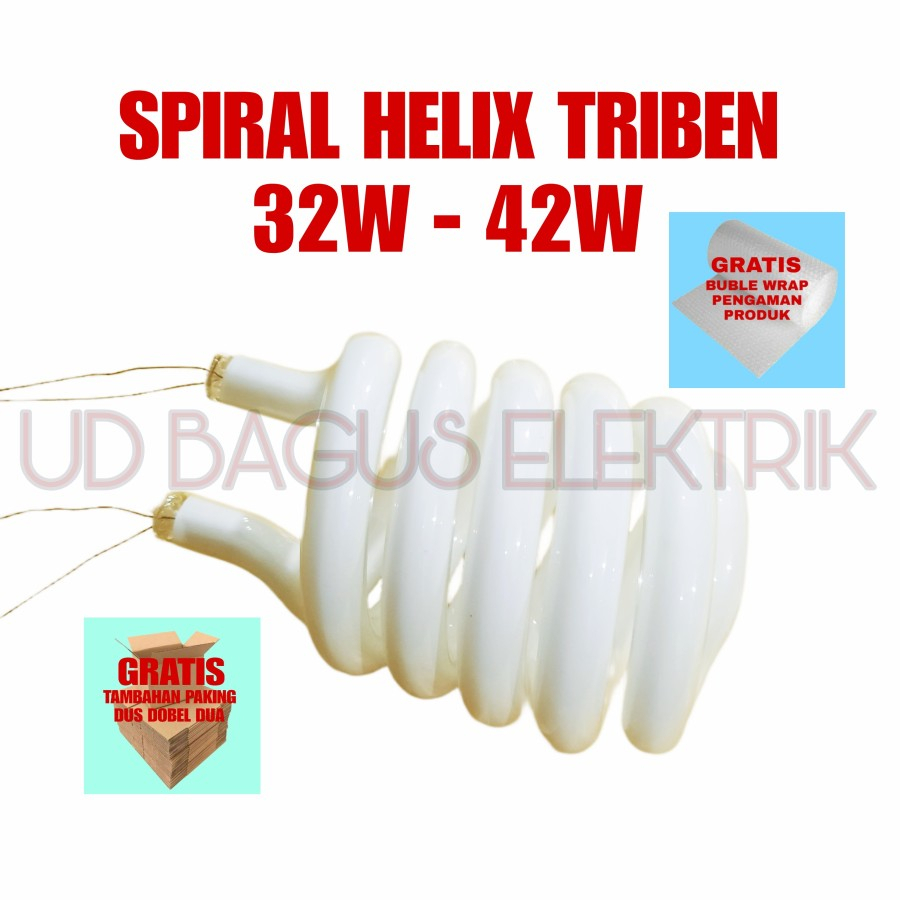 Jual KACA LAMPU SPIRAL HELIX TRIBEN 32W - 42W (GRATIS BUBLE WARP DAN ...