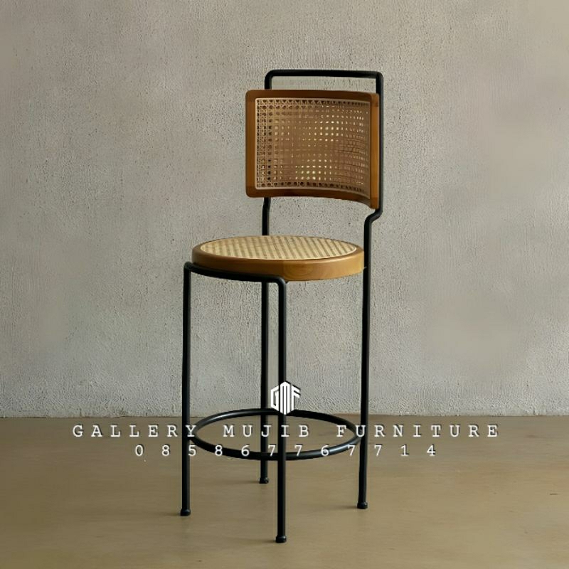 Jual kursi bar bulat rangka besi kursi bar rotan kursi bar industrial ...