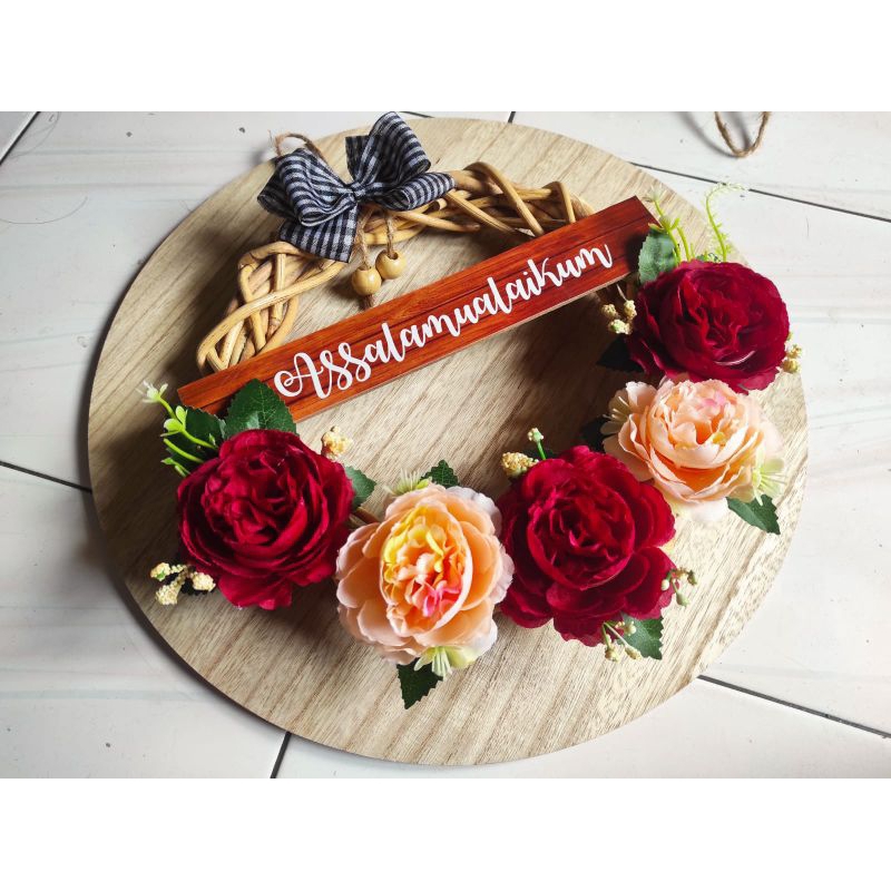 Jual Wreath Flower rotan Tulisan Hiasan Dinding Pintu Ring Lingkaran ...
