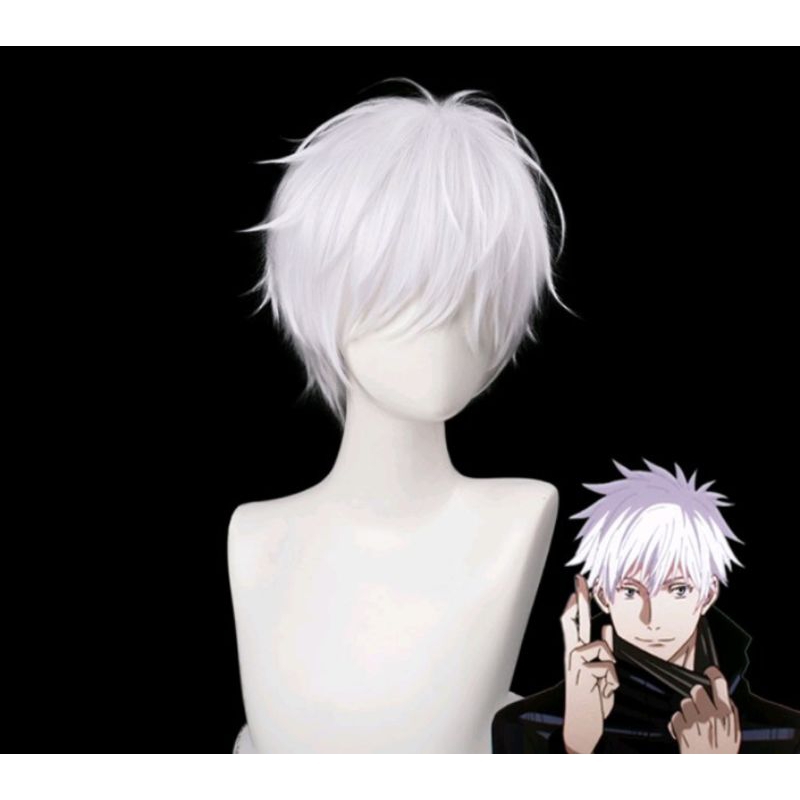 Jual Wig Rambut Palsu Satoru Gojo Anime Cosplay Wig Jujutsu | Shopee ...