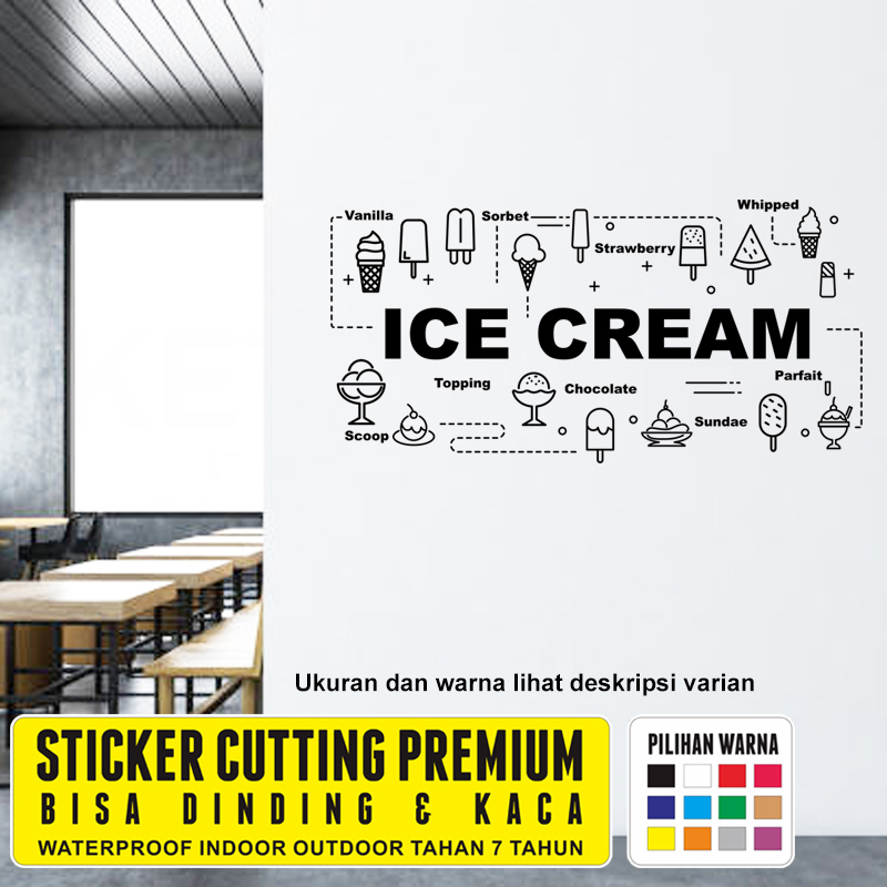 Jual Stiker Dekorasi Kaca Dinding Es Krim Ice Cream Cafe Cutting ...