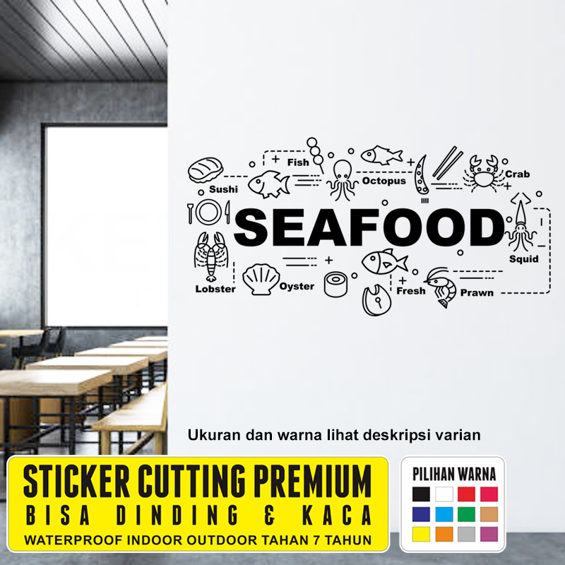 Jual Stiker Dinding Resto Seafood Cutting Sticker Kaca Rumah Makan Sea ...