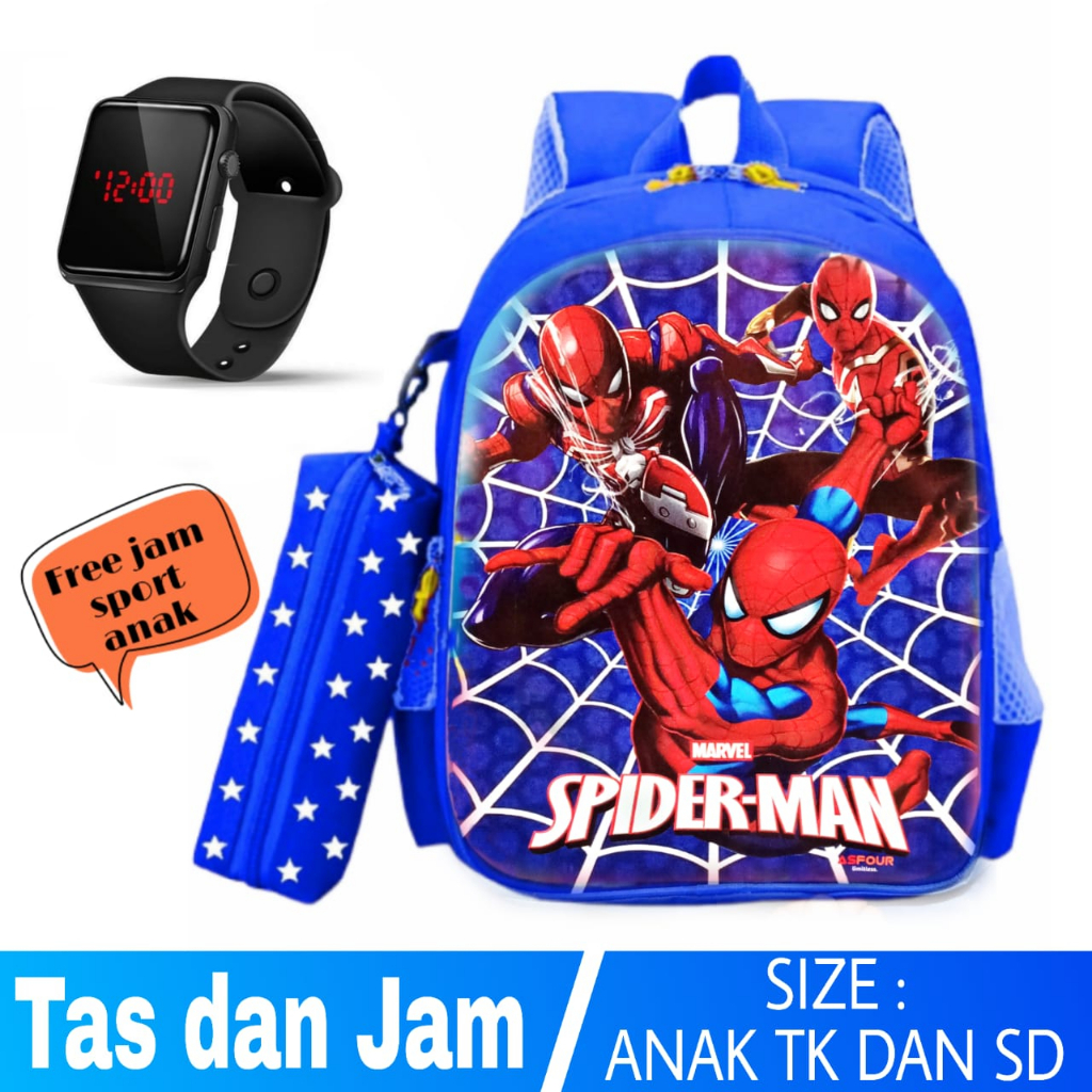 Jual tas sekolah anak TK dan SD - tas ransel anak COWOK terbaru - tas anak laki (BONUS JAM SPORT ...