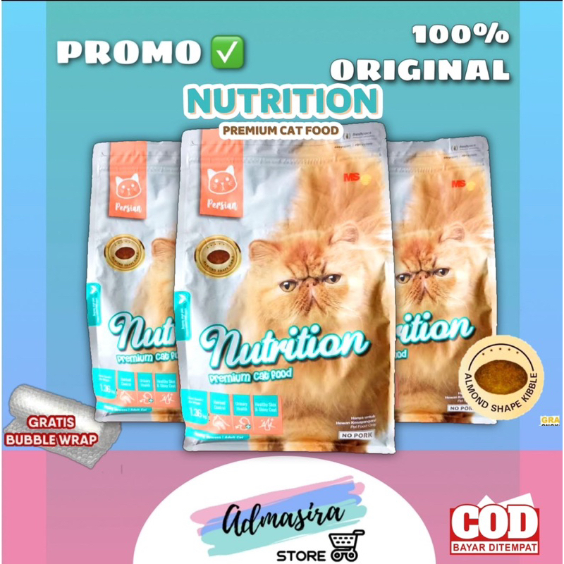 Jual NUTRITION Pakan Kucing Persian Adult 1.36kg Cat food dry Penggemuk ...