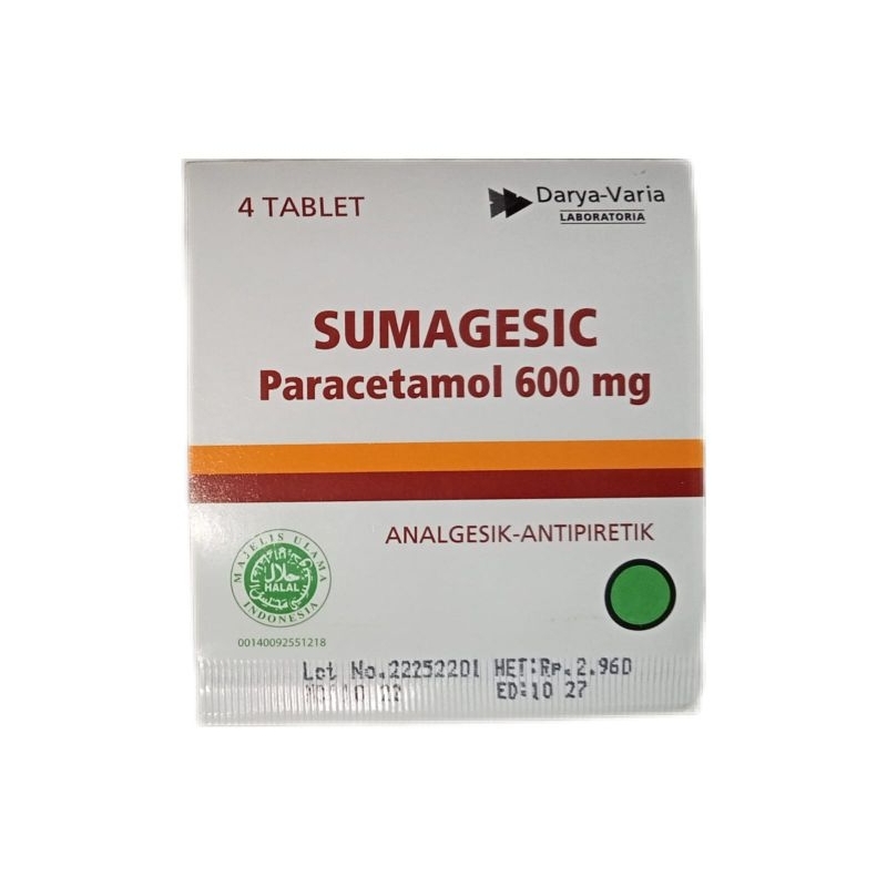 Jual SUMAGESIC Paracetamol 600mg Per Strip Isi 4 - Obat Demam Sakit ...