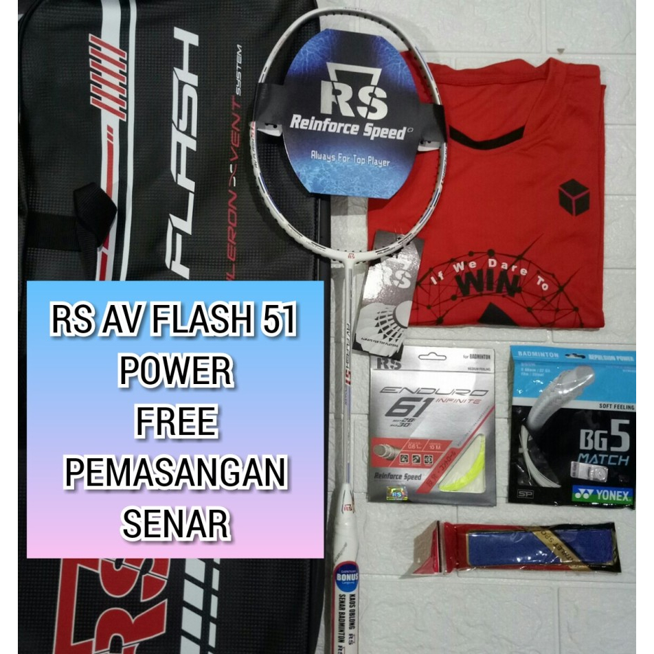 Jual Raket Badminton RS AV Flash 51 POWER ORIGINAL FREE PEMASANGAN SENAR | Shopee Indonesia