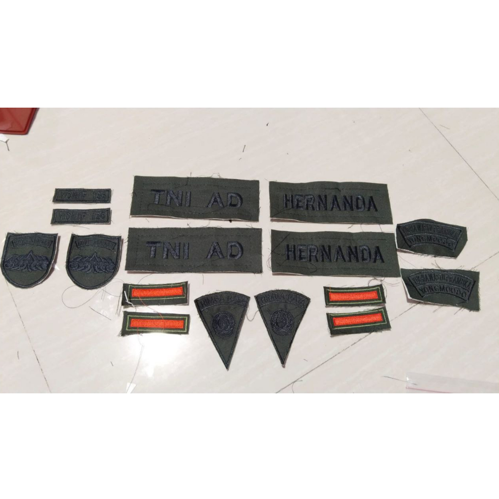 Jual FULL 1 set Atribut bordir papan nama pdl TNI AD | Shopee Indonesia