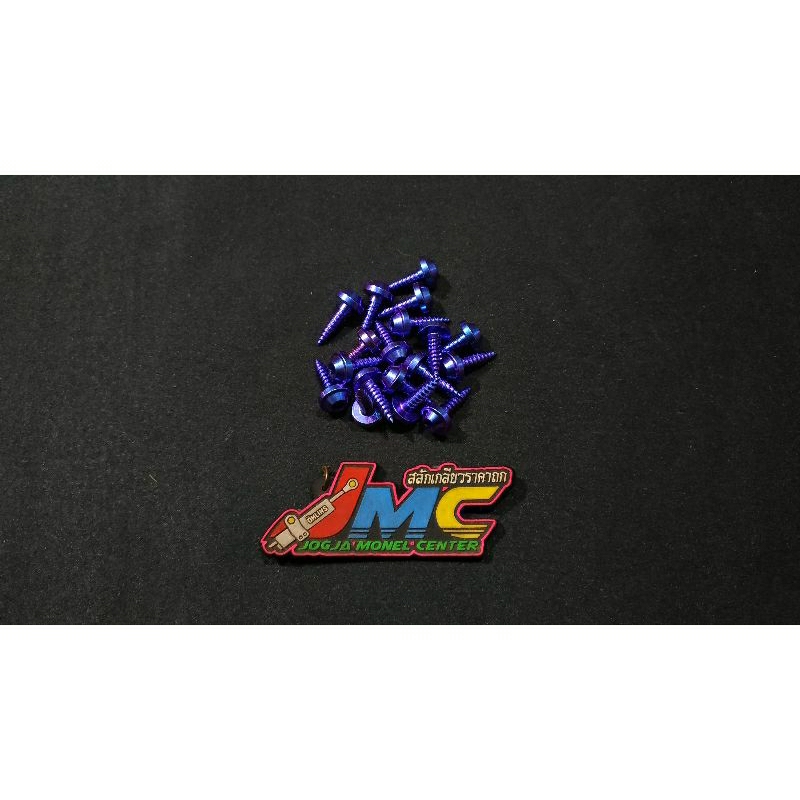 Jual Baut Titanium GR5 Blue Purple body Honda/Yamaha (Baut body drat ...
