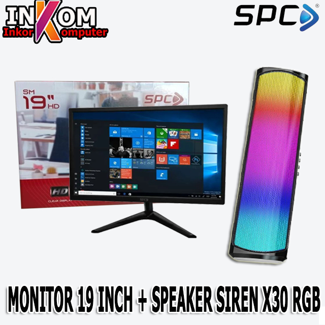 Jual Paket Monitor LED SPC 19 Inch Plus Speaker RGB NEW | Shopee Indonesia