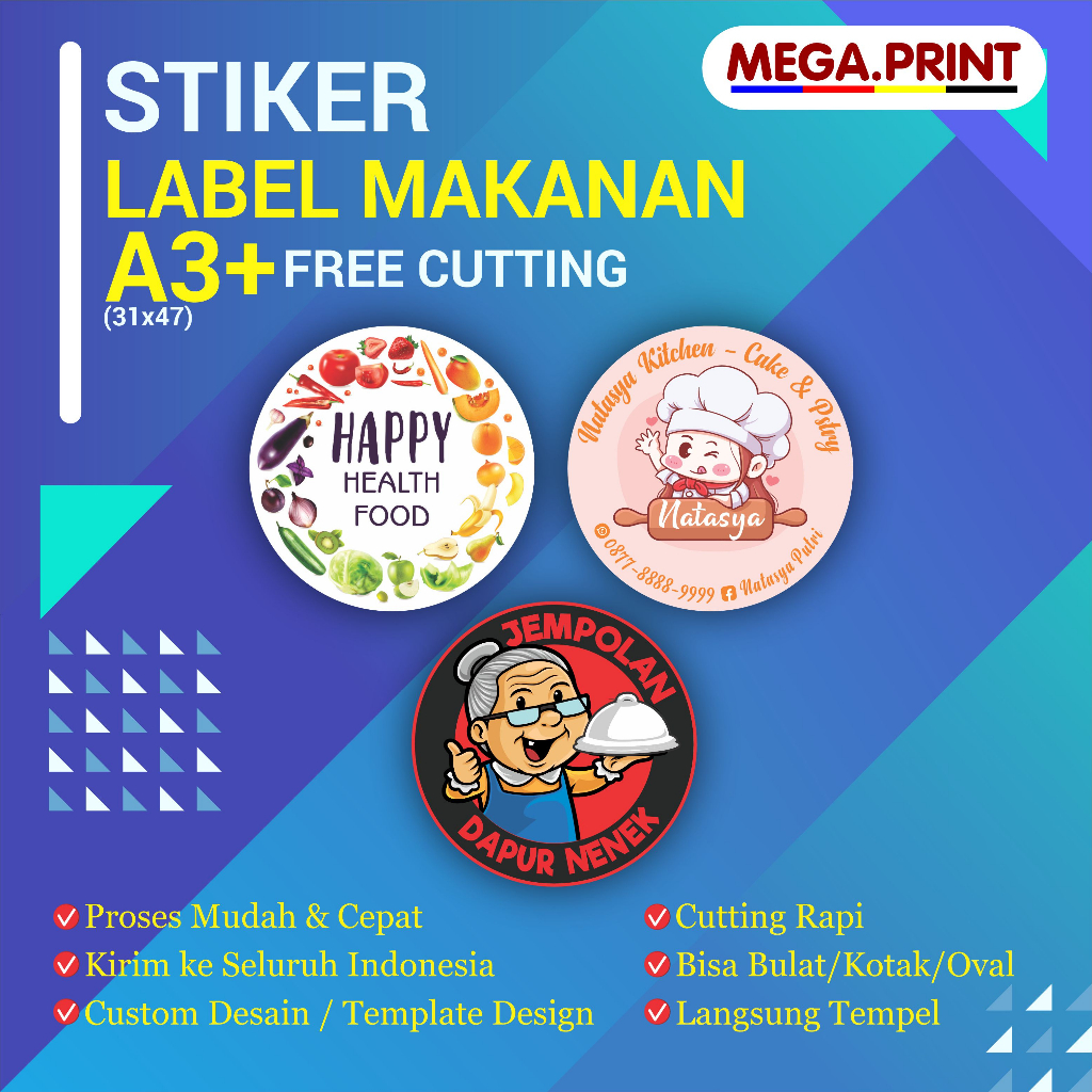 Jual STIKER MAKANAN/STIKER BULAT/CUTTING STIKER/POTONG BULAT/STIKER ...