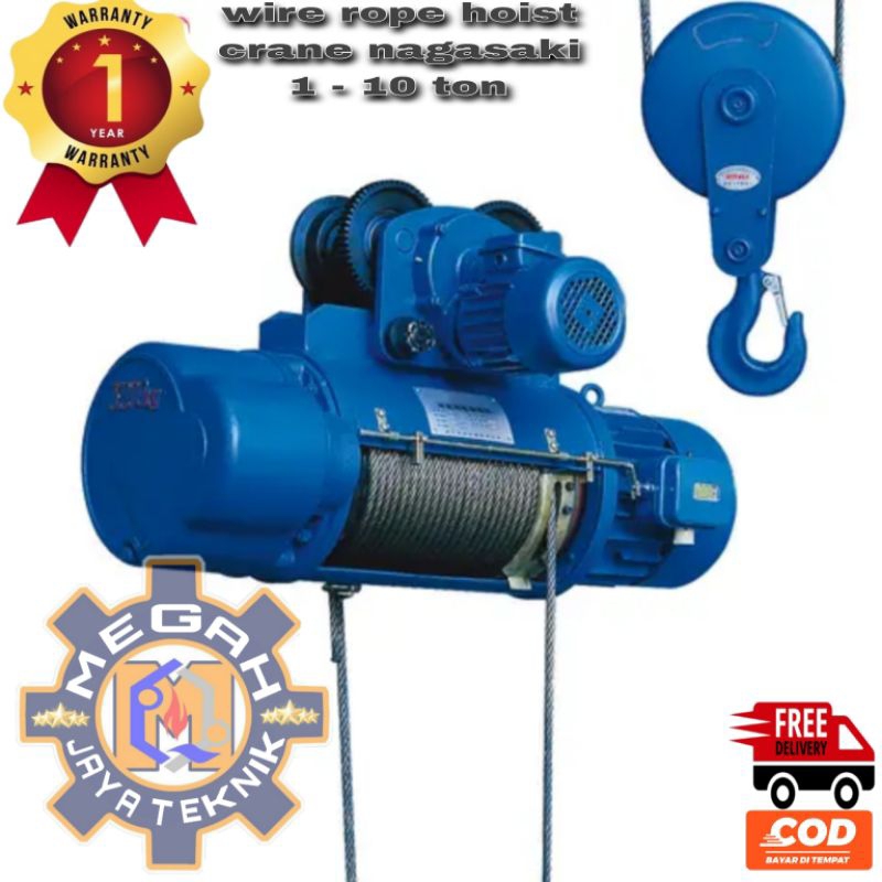 Jual ELECTRIC WIRE ROPE HOIST 10 ton 12 meter 380V/3PHASE NAGASAKI ...
